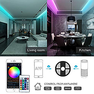 Smart WiFi RGBW LED Controller 2-Output 5 Pin with 24-Key Remote,Compatible with Alexa&Google Assistant,Voice/APP/Music Control Strip Lights for Android/iOS System,WiFi LED Controller Only(New)