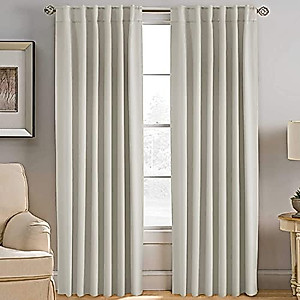 H.VERSAILTEX Blackout Curtains Thermal Insulated Window Treatment Panels Room Darkening Blackout Drapes for Living Room Back Tab/Rod Pocket Bedroom Draperies, 52 x 84 Inch, Ivory/Cream, 2 Panels