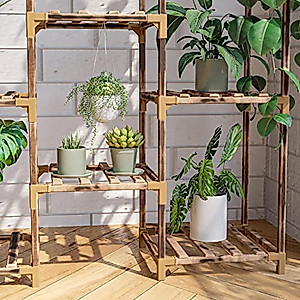 New England Stories Plant Stand Indoor, Outdoor Wood Plant Stands for Multiple Plants, Plant Shelf Ladder Table Plant Pot Stand for Living Room, Patio, Balcony, Plant Gardening Gift