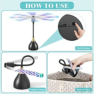 Neijiaer Fly Fans for Tables, Practical Fly Repellent Fan with Soft Blades, USB or Batteries Powered, Soundless and Portable Fly Fan Keeps Your Food Clean(4 Pack)