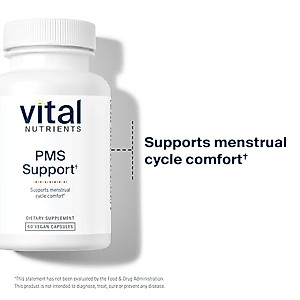 Vital Nutrients PMS Support | Vegan Supplement | Vitex Berry and Passion Flower Extract for Pre-Menstrual Support and Hormone Balance* | Gluten, Dairy and Soy Free | Non-GMO | 60 Capsules