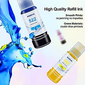 Aomya Compatible T522 Refill Ink Bottle Kit Premium Ink for EcoTank ET-2720, ET-4700 Printers Black, Cyan, Magenta, Yellow 4-Pack 100ML