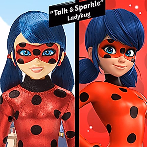 Miraculous Talk & Sparkle Ladybug Doll | 26cm Marinette Figure with Lights Sounds and Yoyo Accessory | Bandai Miraculous Ladybug Dolls Superhero Toys | Miraculous: Tales of Ladybug and Cat Noir Toys