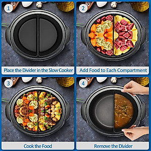 2023 Upgrade Silicone Crock Pot Liner Fit for Crockpot 6 QT Oval, BPA Free Reusable Slow Cooker Divider Insert Separator Bags Dual Pockets, Dishwasher Safe (2 Dividers)