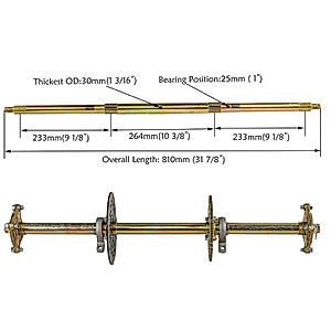 YC Yier 32" Rear Live Axle Complete Kit w/ 6" Wheels Tires, Front Steering Wheel Shaft Assembly DIY Parts for Go Kart ATV Quad Drift Trike Buggy Golf Cart