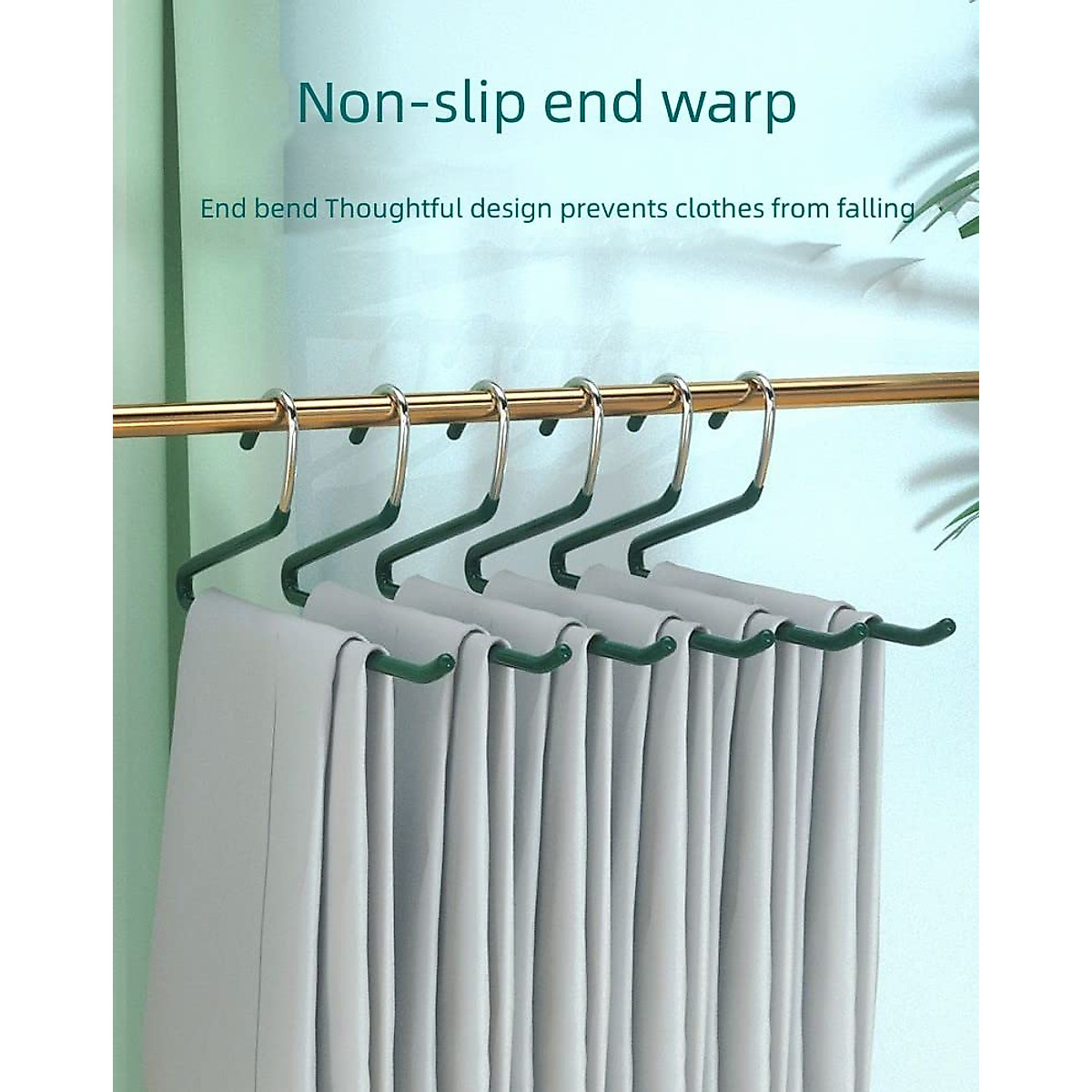 Goose Shaped Non-Slip Trouser Rack 13.8 * 4.3 inch (10 Pieces) Hanger, Thickened Stainless Steel Z-Shaped Hanger Suitable for Scarves/Ties/Accessories/Pants (Green)
