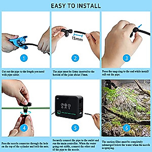 LLSPET Reptile Humidifiers Intelligent Spray System, Automatic Sprayer for Vivarium Tank with Timing Controller, Adjustable 360°Misting Nozzles