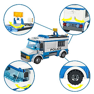 COGO MAN City Police Car Building Sets 194 Pieces Police Patrol Car Toys Cop Car Prisoner Transporter Building Kit for Boys and Girls Age 6 and up
