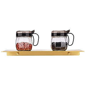 Veefos Brushed Gold Bathroom Shelf Floating Shelf Wall Mounted, 15.6 Inch Metal Wall Shelf Bathroom Storage Shelf Bathroom Organizer Countertop, Aluminum