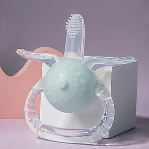 Joymax Baby Teething Toys, BPA-Free and CPSIA Certified Soft Freezable Rattle Molar Teether Toothbrush for Babies 0-6 Month - Food Grade Silicone - Dishwasher & Freezer Safe