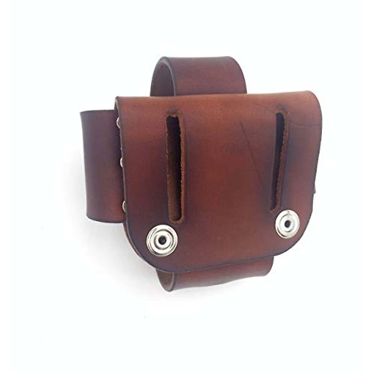 Basket Style Leather Tape Measure Holder by AP Saddlery (Dark Brown)