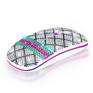 Wireless Mouse,Attoe 2.4GHz Bling Dazzling Ergonomic Portable Girls Mouse Silent 800/1200/1600 DPI USB Optic Mouse Convenient for PC Laptop Notebook Windows