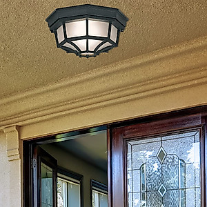 Designers Fountain 2067-BK Builder Cast Outdoor Flush Mount Ceiling Light, 10.5 in W, Black