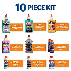 Elmer’s Celebration Slime Kit, Slime Supplies Include Assorted Magical Liquid Slime Activators and Assorted Liquid Glues, 10 Count