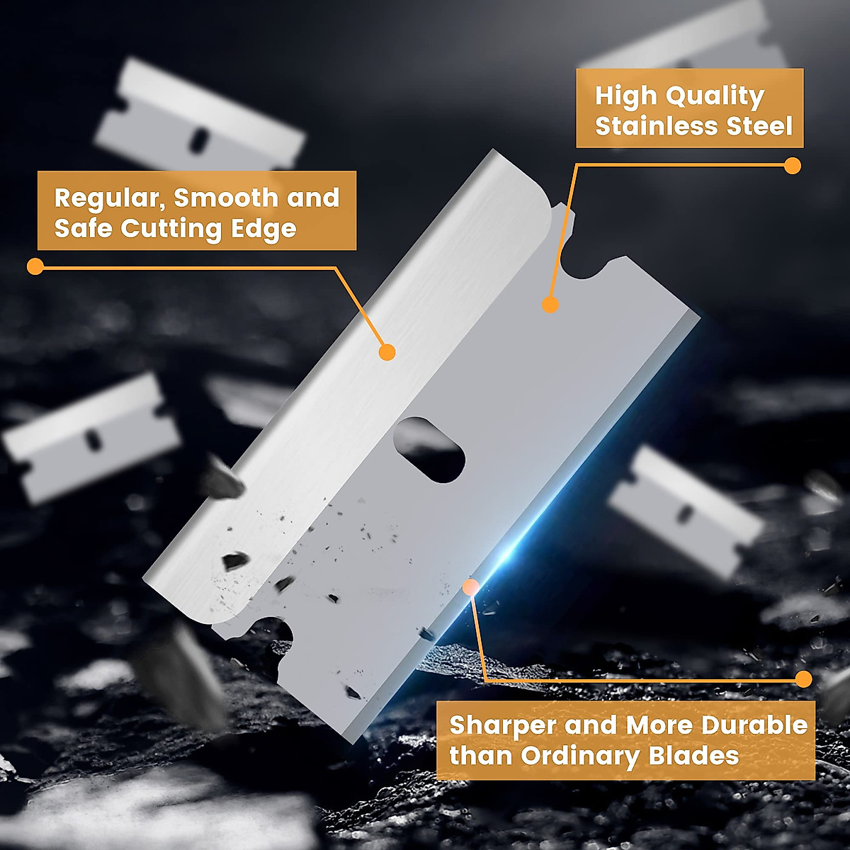 MulWark Razor Blades | Straight Single Edge Razor | Box Cutter & Glass Scraper Replacement Blades