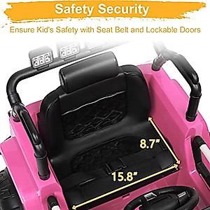 JOYMOR Large Ride on Truck, 12V Kids Electric Battery Powered Car with Remote Control, Motorized Toddler Vehicles Truck Toy, Adjustable Speeds, MP3 Player, LED, Horn (one seat, Pink)