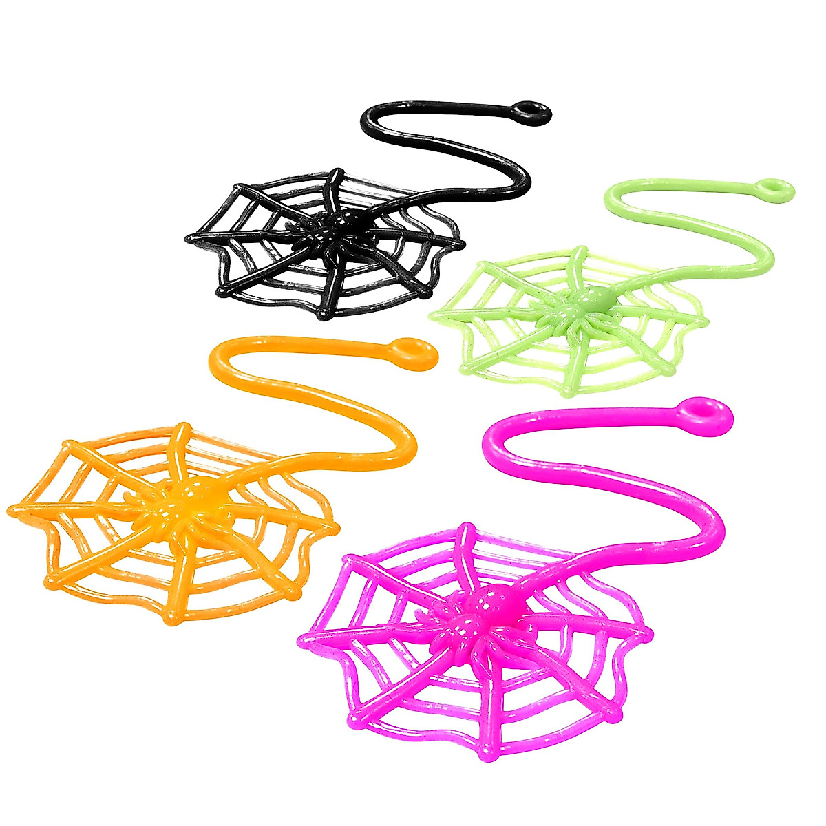 24Pcs Sticky Spider Web Party Favors Pack, 7.5 inches in Total Length, Halloween Party Favors, Gifts For Birthday, Goodie Bag Classroom Prizes, 4 colors