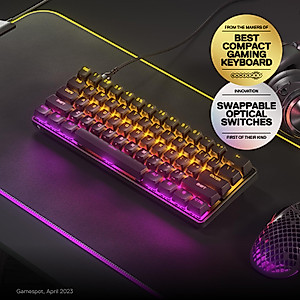 SteelSeries New Apex 9 Mini – HotSwap Optical Mini Keyboard – 60% Compact Design – Optical Switches – RGB Customization – Aluminum Alloy Frame – Double Shot PBT Keycap