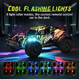 kolegend RC Cars 13 Inch Colorful Bodylight Remote Control Car for Boys 50+min Play with 2 Rechargeable Batteries, 20 km/h All Terrains Off Road RC Trucks Birthday Gift