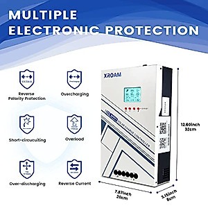 MPPT Solar Charge Controller 100A 12V 24V 48V Auto,Max Input 150V PV Solar Panel Regulator Fit Common Negative Ground,Solar Panel Charging Generator for AGM Gel Sealed Flooded Lithium Battery