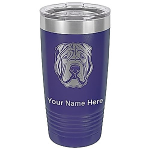 LaserGram 20oz Vacuum Insulated Tumbler Mug, Shar Pei, Personalized Engraving Included (Dark Purple)