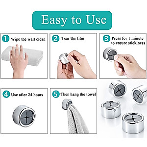 THSIREE 6pcs Push Hooks for Towel, Self-Adhesive Kitchen Towel Holder, Round Wall & Door Mounted Towel Hooks for Kitchen Cabinet Bathroom Home for Hanging Dish Rag Rack Hook No Drilling Required