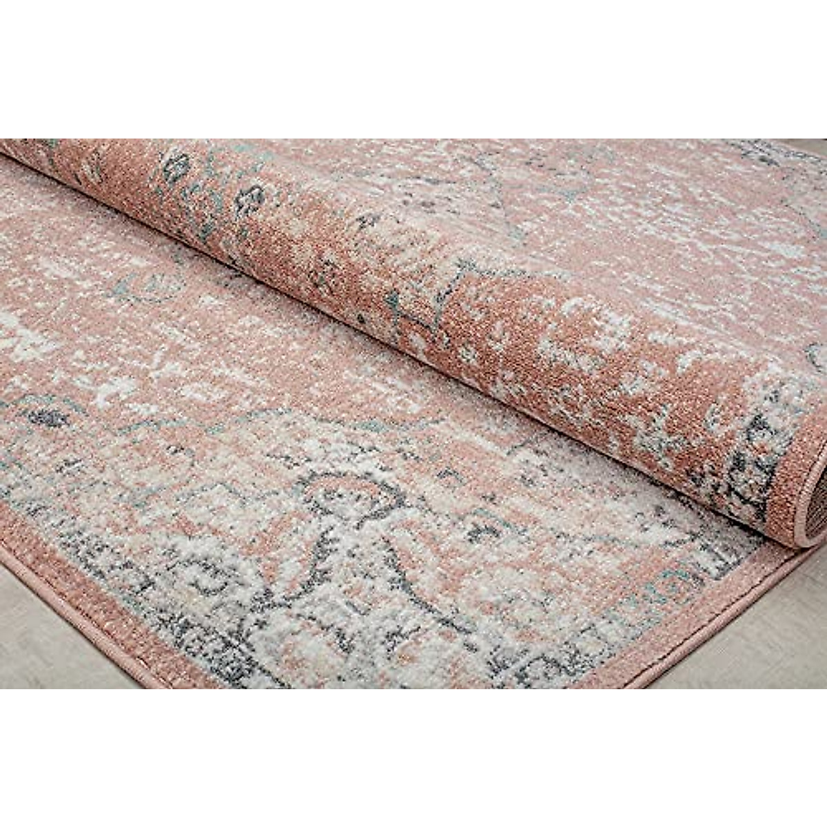 Rugs America Hailey Collection Vintage Transitional Area Rug - Ideal for Living Space, Living Room, Dining Room, Bedroom and Many More (6' Round, Pink Amaranth)