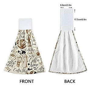 Boccsty Coffee Cups Hearts Hanging Kitchen Towels 2 Pieces Dish Cloth Tie Towels Hand Towel Tea Bar Towels for Bathroom Farmhous Housewarming Tabletop Home Decor