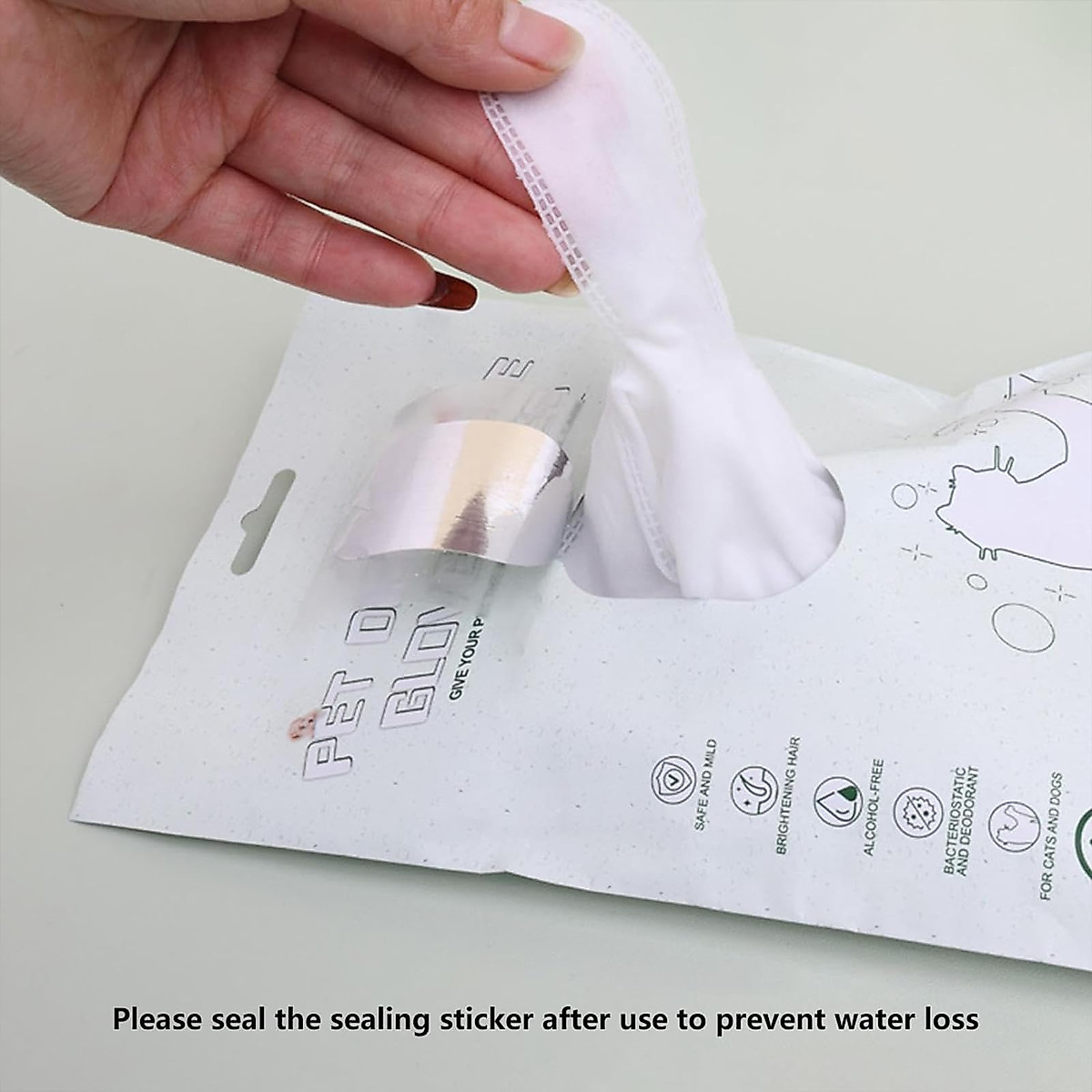 Pet Wipes for Cats, No Rinse Wipes Gloves for Dog Cleaning, Grooming Wipes Dog Cleaning Gloves, Wash Free Deodorizing Wipes, Cat Cleaning Wipes for, Ear, Eye & Paws (6pcs*2)