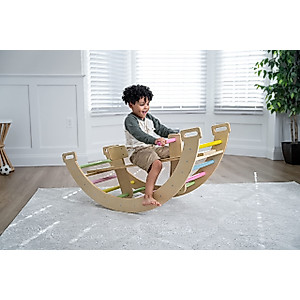 Avenlur Bailis Ultimate 3-in-1 Playset for Kids - Seesaw, Climbing Arch and Rocker - Waldorf and Montessori Climbing Toy for Children 2-6 Years - Toddler Climbing Toys