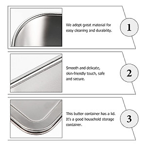 Cabilock 1pc Box Stainless Steel Storage Box Container for Food Holder Silver Serving Tray Vegetable Refrigerator Organizer Utensil Case Lid Butter 304 Stainless Steel Sealing Cap