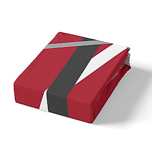 Erosebridal Red Grey White Geometry Lines Duvet Cover Queen,Bold Stripes Comforter Cover,Geometric Lines Bedding Set,Abstract Graphics Quilt Cover with 2 Pillow Shams for Adult Youth Bedroom Decor