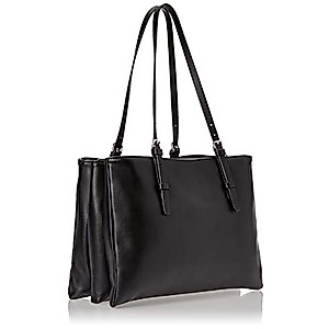 Calvin Klein Penny Triple Compartment Tote, Black/Silver,One Size