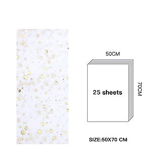 WRAPAHOLIC Gift Wrapping Tissue Paper - 25 Sheets 19.7x27.5 Inch Metallic Gold Star Gift Wrap Paper Bulk for Packing, DIY Crafts