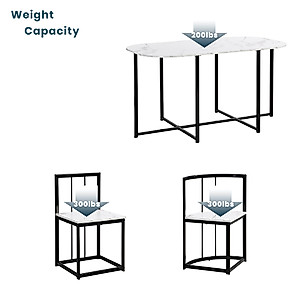 Merax Metal Dining Room Table Set with Chairs for 6 Space Saving, 7 Piece Kitchen Dining Table and Chairs, Black White