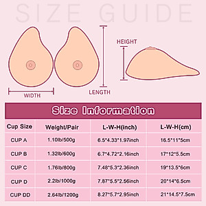IVITA One Pair C Cup irregular Side Silicone Breast Forms Fake Boobs Mastectomy Prosthesis Crossdresser Transgender Cosplay Bra Enhancer inserts Pads