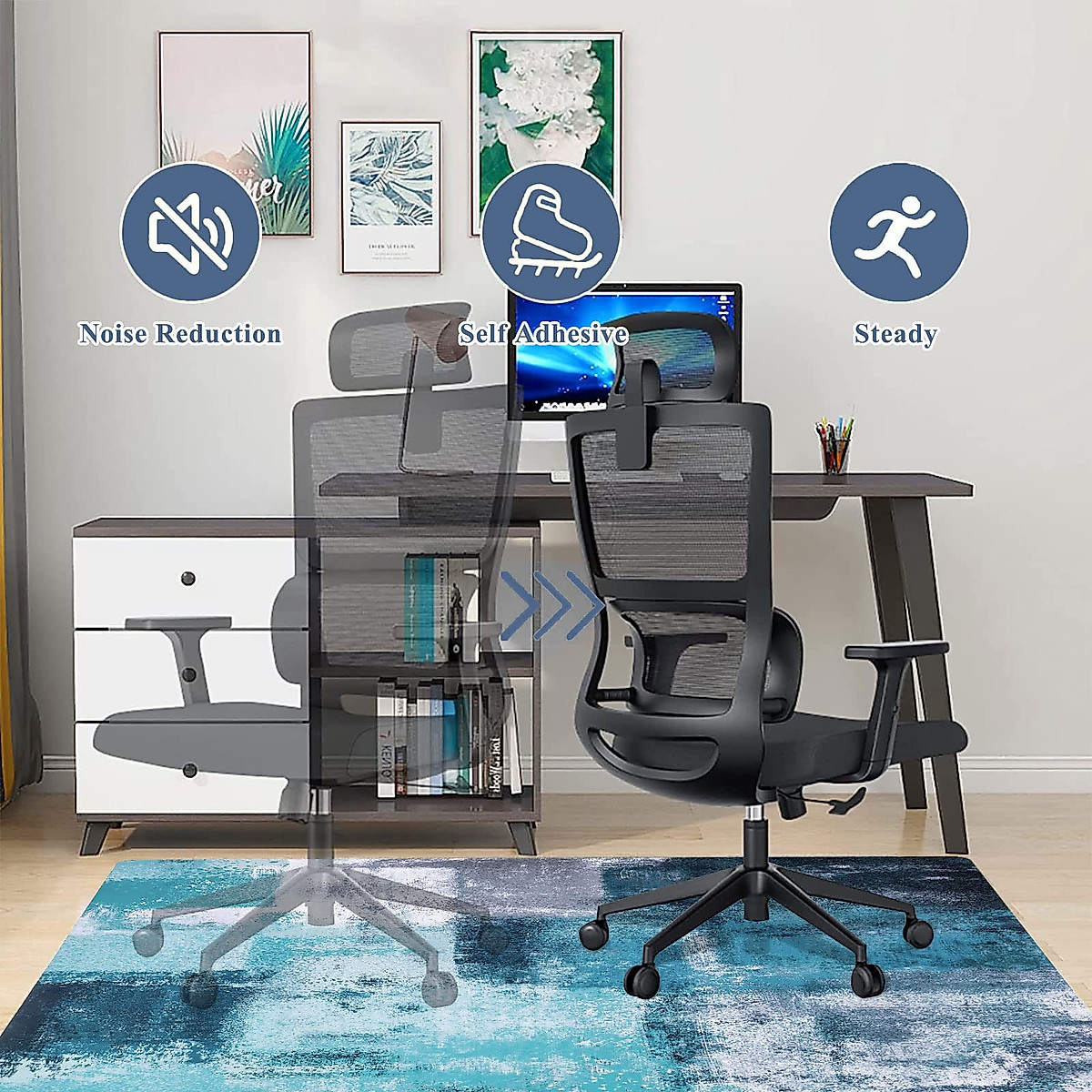 Pauwer Office Chair Mat for Hardwood Floors, 36'' x 48'' Computer Gaming Rolling Chair Mat, Low-Pile Desk Chair Mat Floor Mat Carpet Large Anti-Slip Floor Protector for Home Office