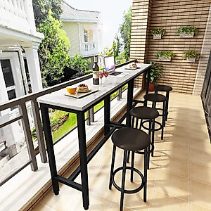 Recaceik Dining Table Set, 47.2” Rectangle Pub Dining Set Kitchen Table Set Bar Table with Stools, 3-Piece Breakfast Table Set with Metal Frame for Kitchen Dining Room w/ 2 Chairs - White