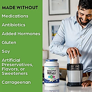 Orgain Grass Fed Whey Protein Powder, Vanilla Bean - 21g of Protein, Low Net Carbs, Gluten Free, Soy Free, No Sugar Added, Kosher, 1.82 Lb (Packaging May Vary)