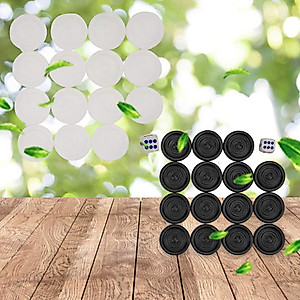 Wooden Backgammon Pieces, 22mm Plastic Black White Backgammon Checkers Pieces Set Solid Wood Checkers Set Staunton Chess