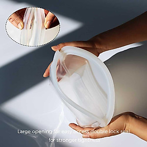 Silicone Freezer Bag for Food Storage,1PCS Gallon Bag (101floz Clear), Large Folding Stand Up Zip Top Container, Home Organization,Travel,Make-up Storage, Freezer, Oven, Microwave (Clear)………