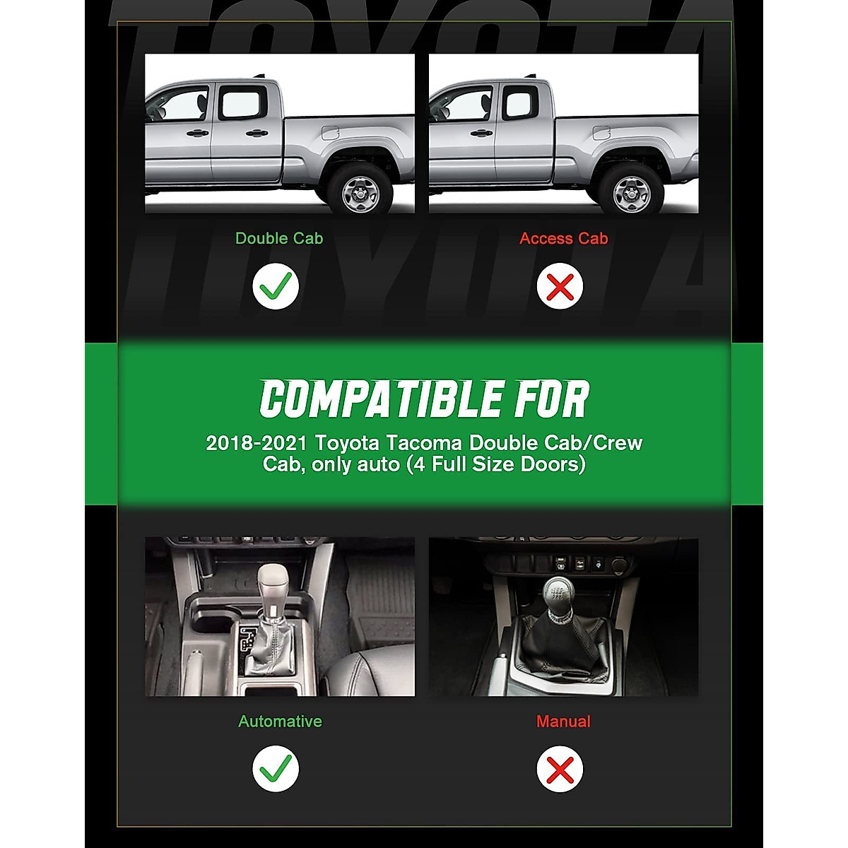 VIWIK Floor Mats for Toyota Tacoma 2018-2023 Double Cab Only Auto, TPE Rubber Car Mats All Weather Protection Custom Floor Liners for Toyota Tacoma Double Cab 1st and 2nd Row Non-Slip Odorless