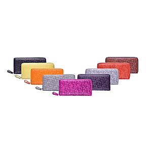 Drew Lennox "Go Womens Zip around Purse and Wallet — Luxury Buttery Soft Real Leather — Silver Gray