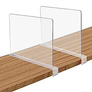 Acrylic Shelf Dividers Clear Closet Shelf Dividers Organization Divider for Shelves Organizer Separator for Clothes Clear Adjustable Shelf for Bedroom Kitchen
