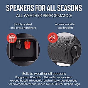 Polk Audio Atrium 4 Outdoor Speakers with Powerful Bass (Pair, Black), All-Weather Durability, Broad Sound Coverage, Speed-Lock Mounting System