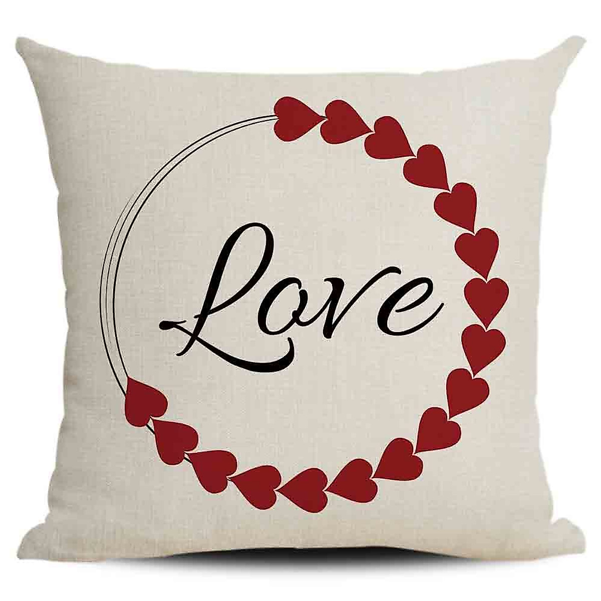 CARROLL Set of 4 Pillow Covers,Simple Love Valentine's Day Wedding Decoration Home Outdoor Garden Decor Square Sofa Bedroom Pillow Cover Linen Cushion Cover, 18x18 Inch