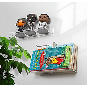 OAPRIRE Clear Acrylic Wall Shelf Set of 2, 10" Floating Book Shelves for Wall, Display Floating Wall Shelves for Bathroom, Bedroom, Kitchen