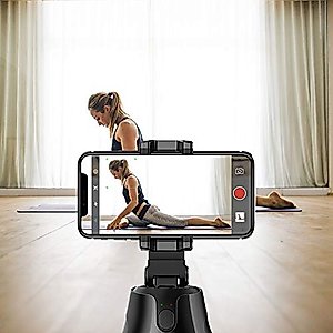 Selfie Stick Tripod 360°Rotation Auto Smart Face & Object Tracking Cell Phone Tripod Holder for Video Recording, Work with Tripod for iPhone Android