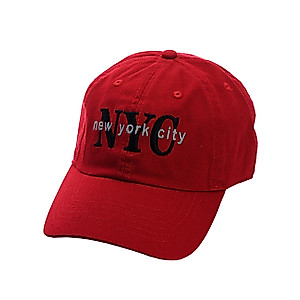 NYFASHION101 Unisex NYC New York City Embroidered Adjustable Low Profile Cap, NY02, Red