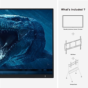 TIBURN R1 75" Smart Board, Touchscreen Display, 4K UHD Interactive Whiteboard, Touch Screen Interactive Smart Whiteboard for Classroom and Businesses(Board + Stand)